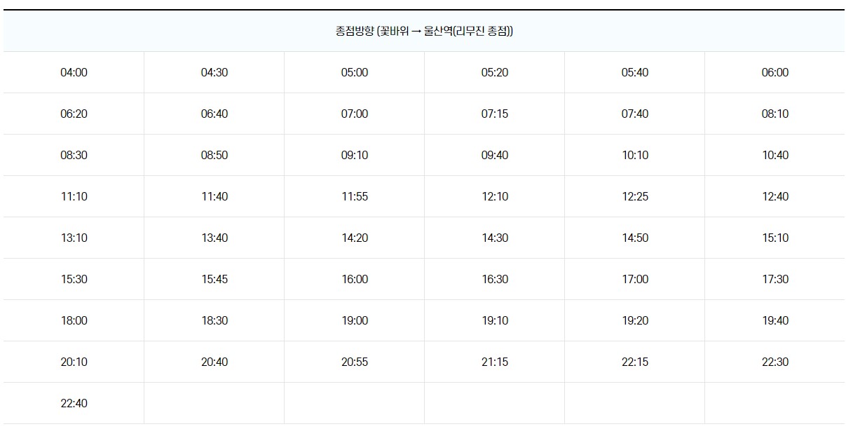 울산5001번버스시간표, 노선안내 - tbustime